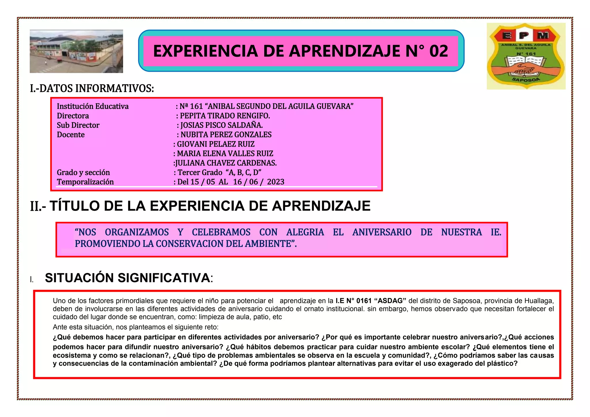EXPERIENCIA Nº 02 corregido A Nos organizamos y celebramos con alegria ...