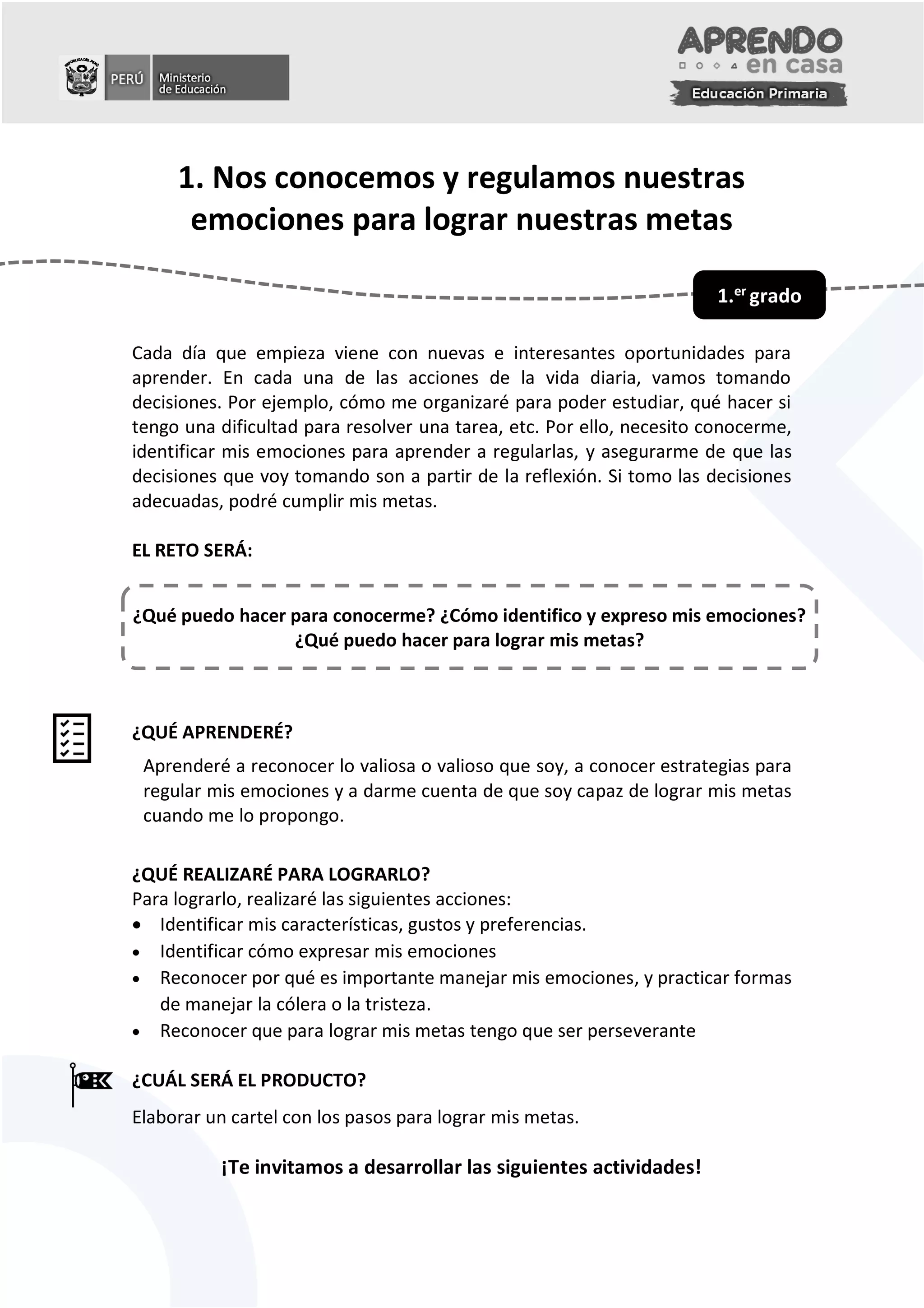 Experiencias De Aprendizaje 1er Grado Pdf