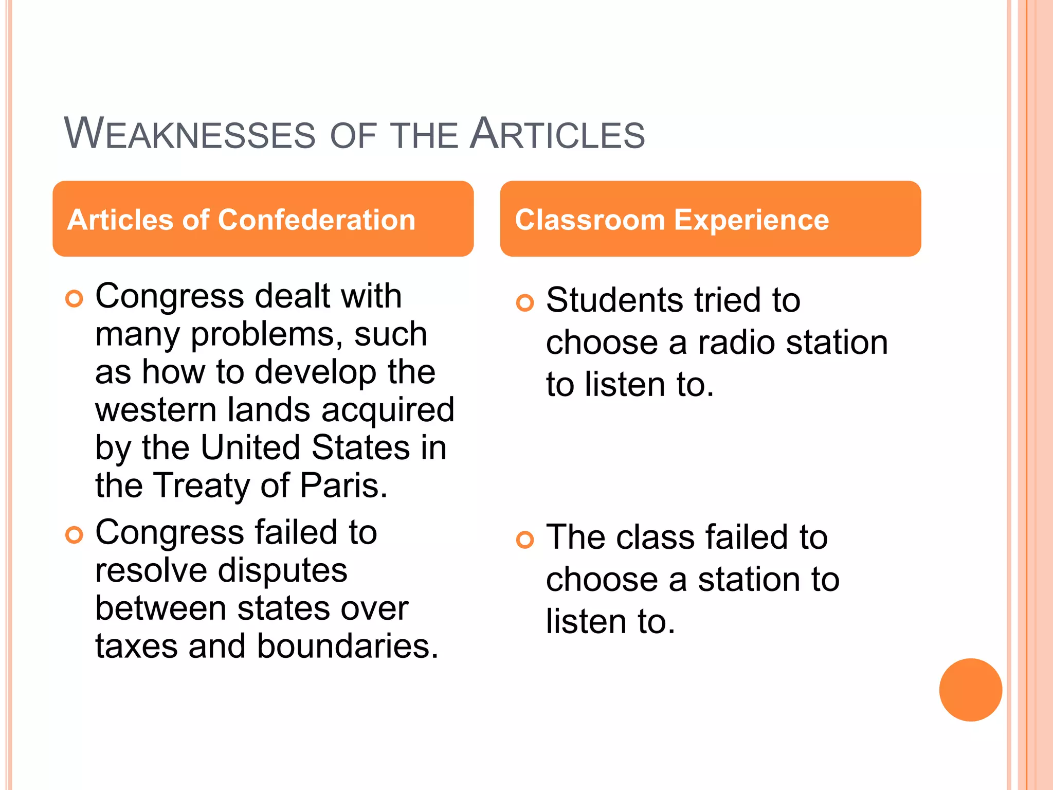 Experiencing the weaknesses of the articles of confederation | PPT