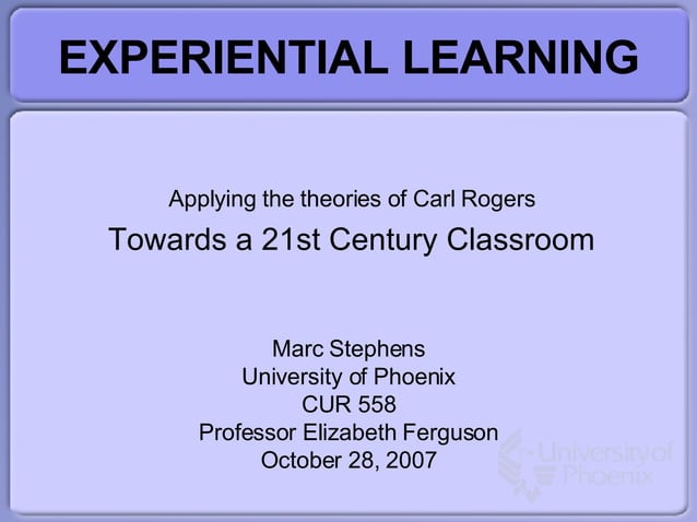 Experiential Learning Presentation | PPT | Workshops and Classes | Hobbies & Interests