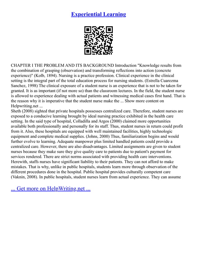 Experiential Learning | PDF