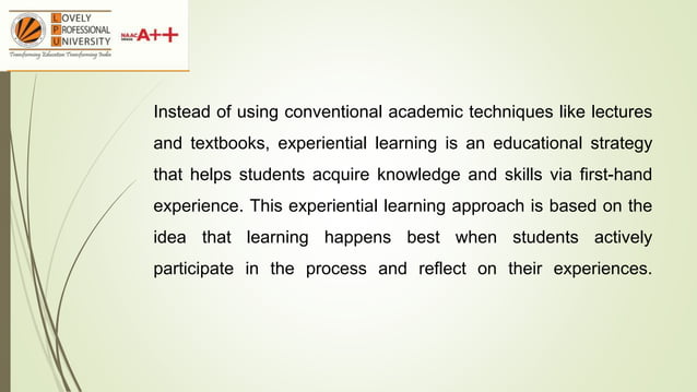 Experiential Learning- A student Centered Approach.pptx | Free Download