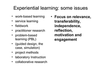 Experiential Learning.ppt showing learning outcomes its types and constructive alignment | PPT