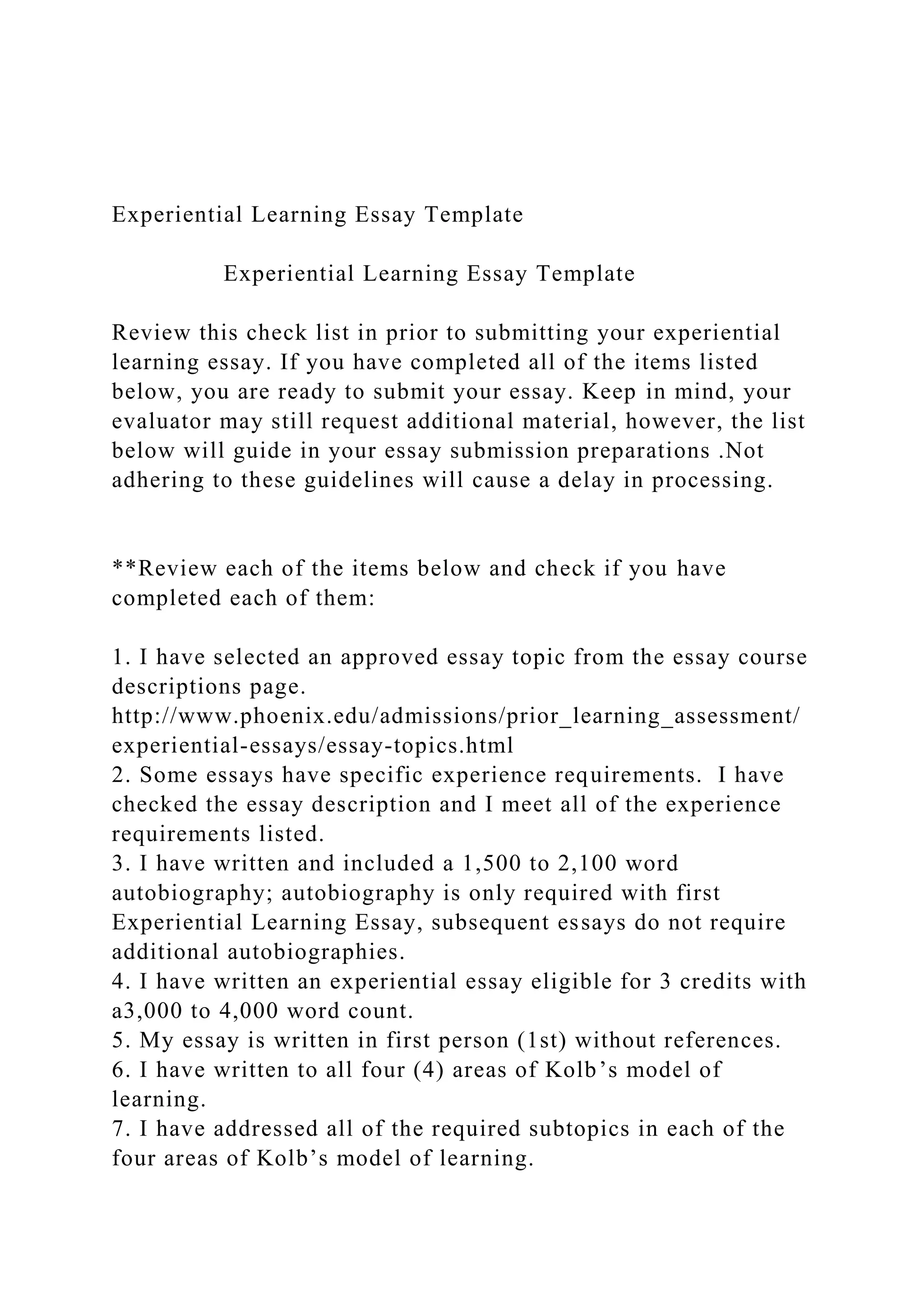 Experiential Learning Essay TemplateExperiential Learning .docx