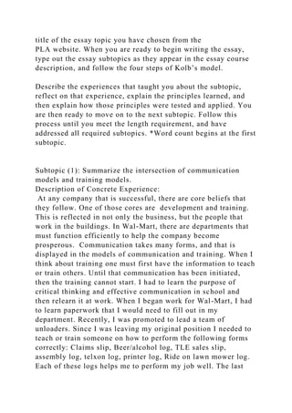 Experiential Learning Essay TemplateExperiential Learning .docx