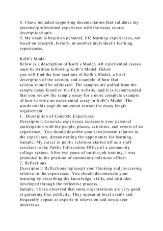 Experiential Learning Essay TemplateExperiential Learning .docx | Educational Assessment | Education