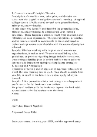 Experiential Learning Essay TemplateExperiential Learning .docx ...