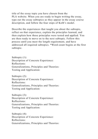 Experiential Learning Essay TemplateExperiential Learning .docx