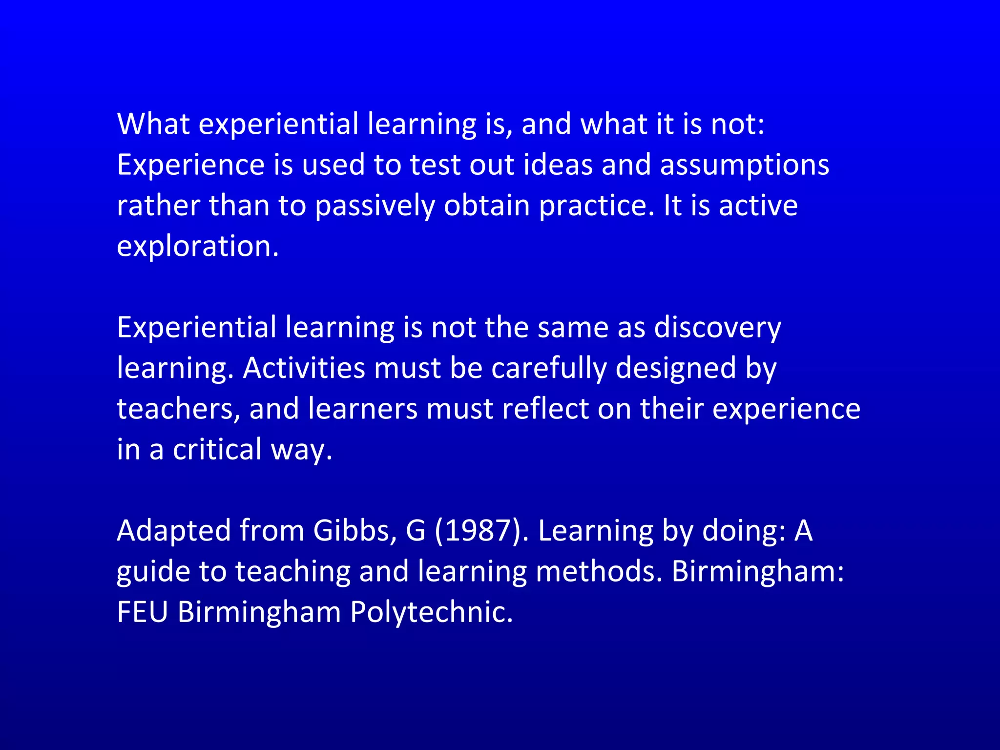 Experiential Learning & Reflection | PPT