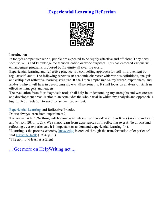 Experiential Learning Reflection | PDF