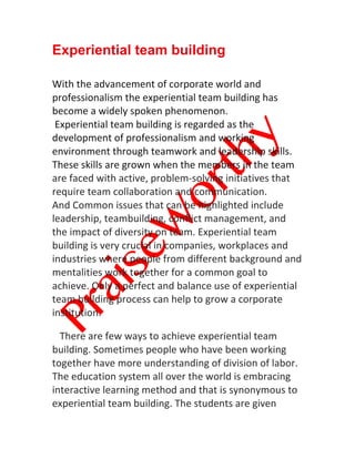Experiential team building | PDF