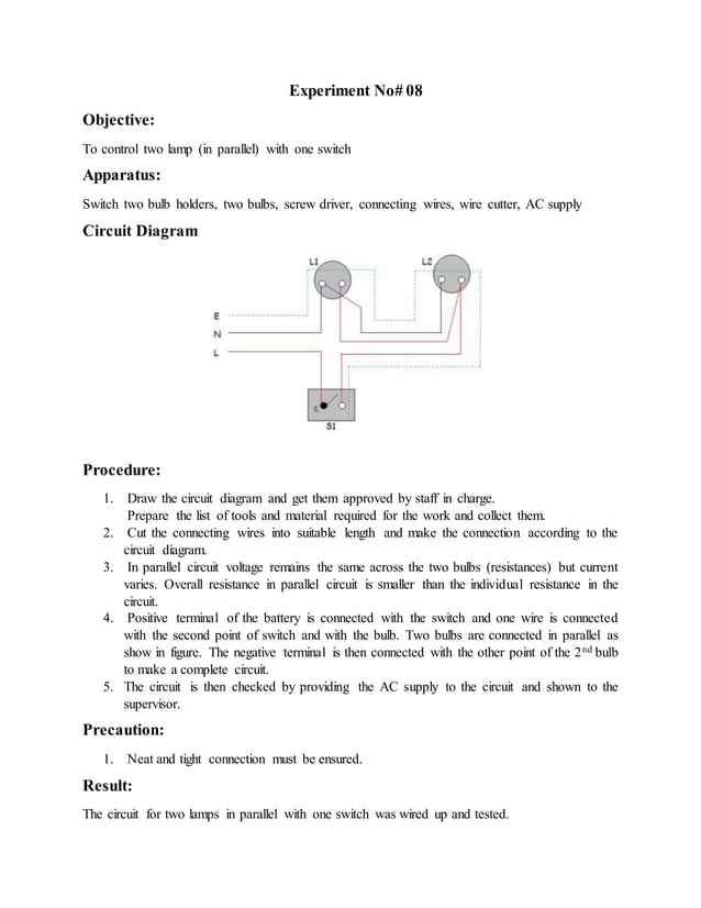 To control two lamp (in parallel) with one switch | DOCX