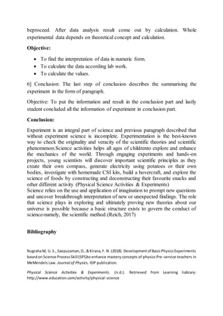 Experimentation: Developing Five Experiments/Activities in science and ...