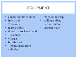 Experiment - chemical changes | PPTX
