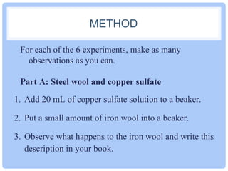 Experiment - chemical changes | PPTX