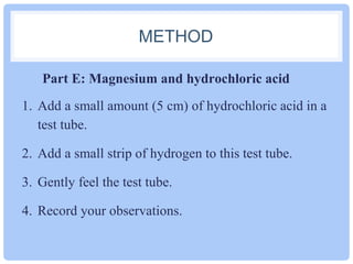 Experiment - chemical changes | PPTX