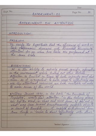 Experiment - Division of Attention and Task Performance | PDF