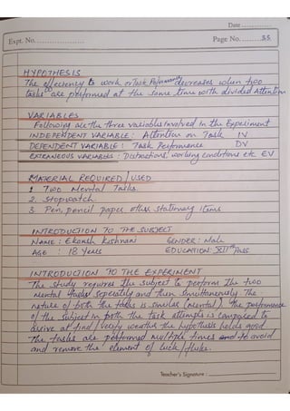 Experiment - Division of Attention and Task Performance | PDF