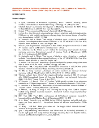 EXPERIMENT INVESTIGATION OF EDM PARAMETER MRR AND TWR WITH MULTI WALL ...