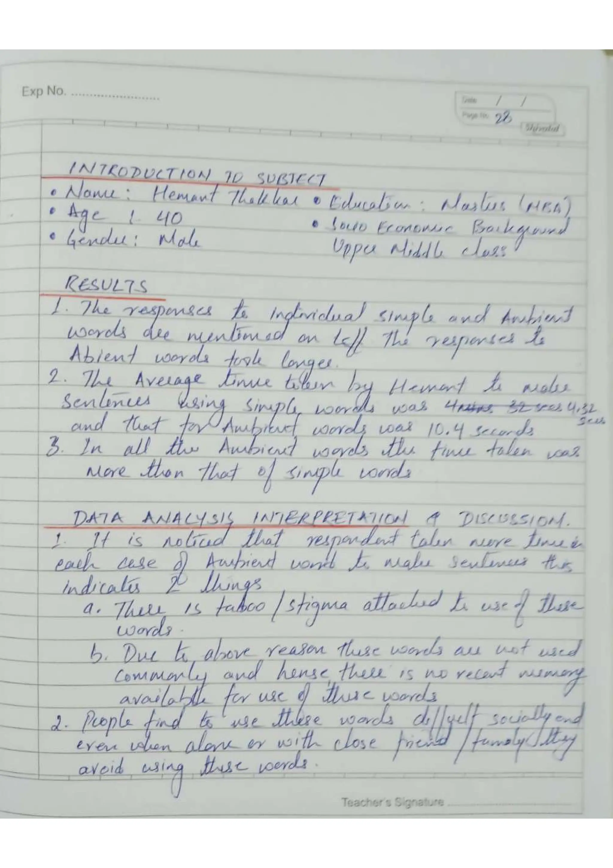 Experiment - Social Perception - Simple & Ambient Words | PDF