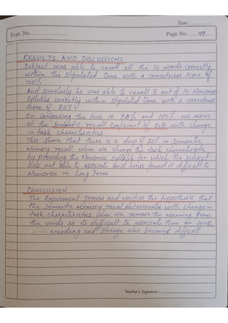 Experiment - Task Characteristics and Semantic Memory | PDF