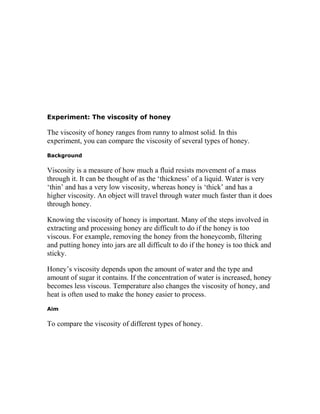 Viscosity Of Honey