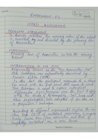 Experiment - Word Association - Primary Law of Association & Memory ...