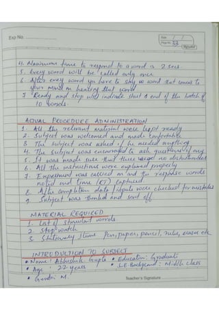 Experiment - Word Association - Primary Law of Association & Memory ...