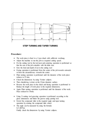 STEP TURNING AND TAPER TURNING ON LATHE | DOCX