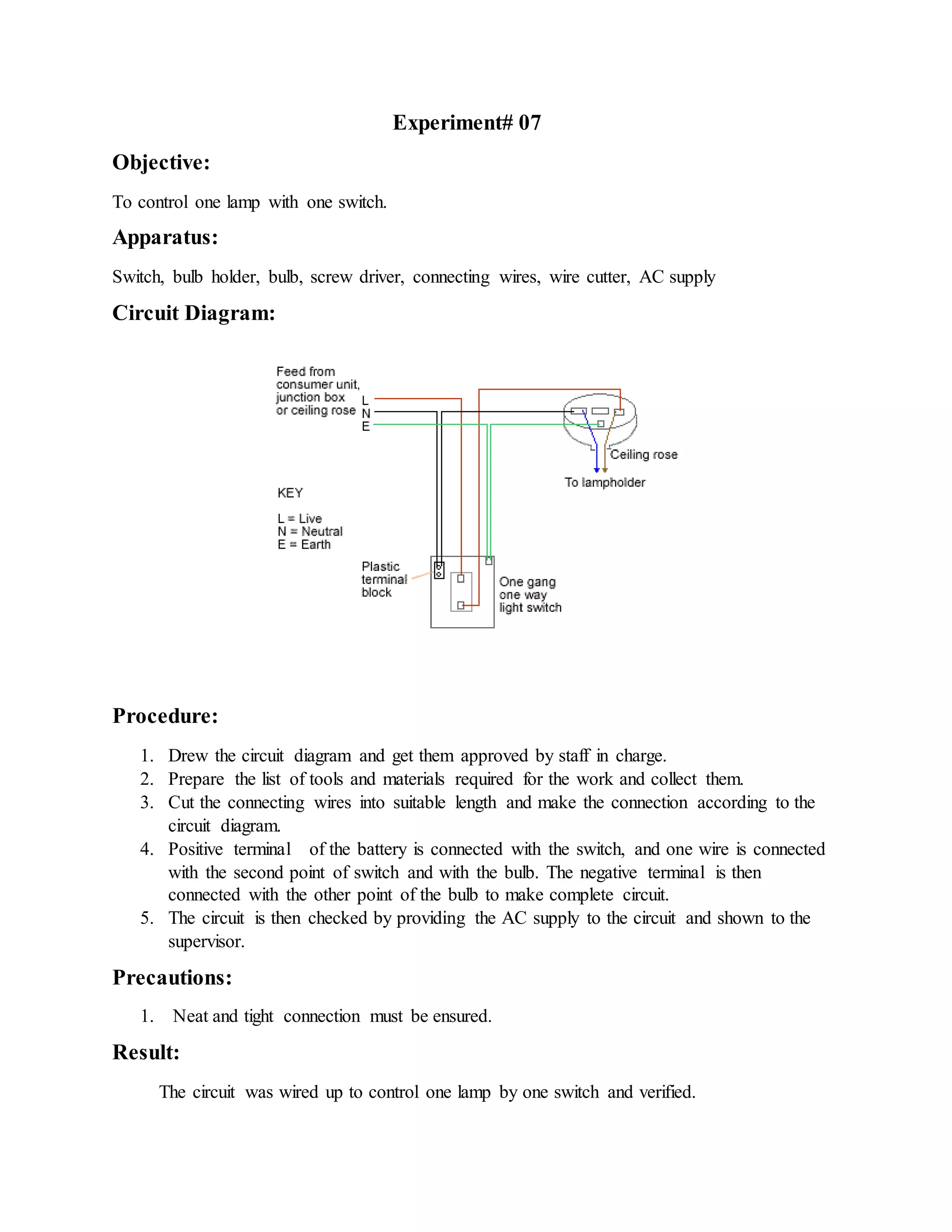 To control one lamp with one switch. | DOCX