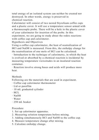 Experiment 1 Calorimetry .docx
