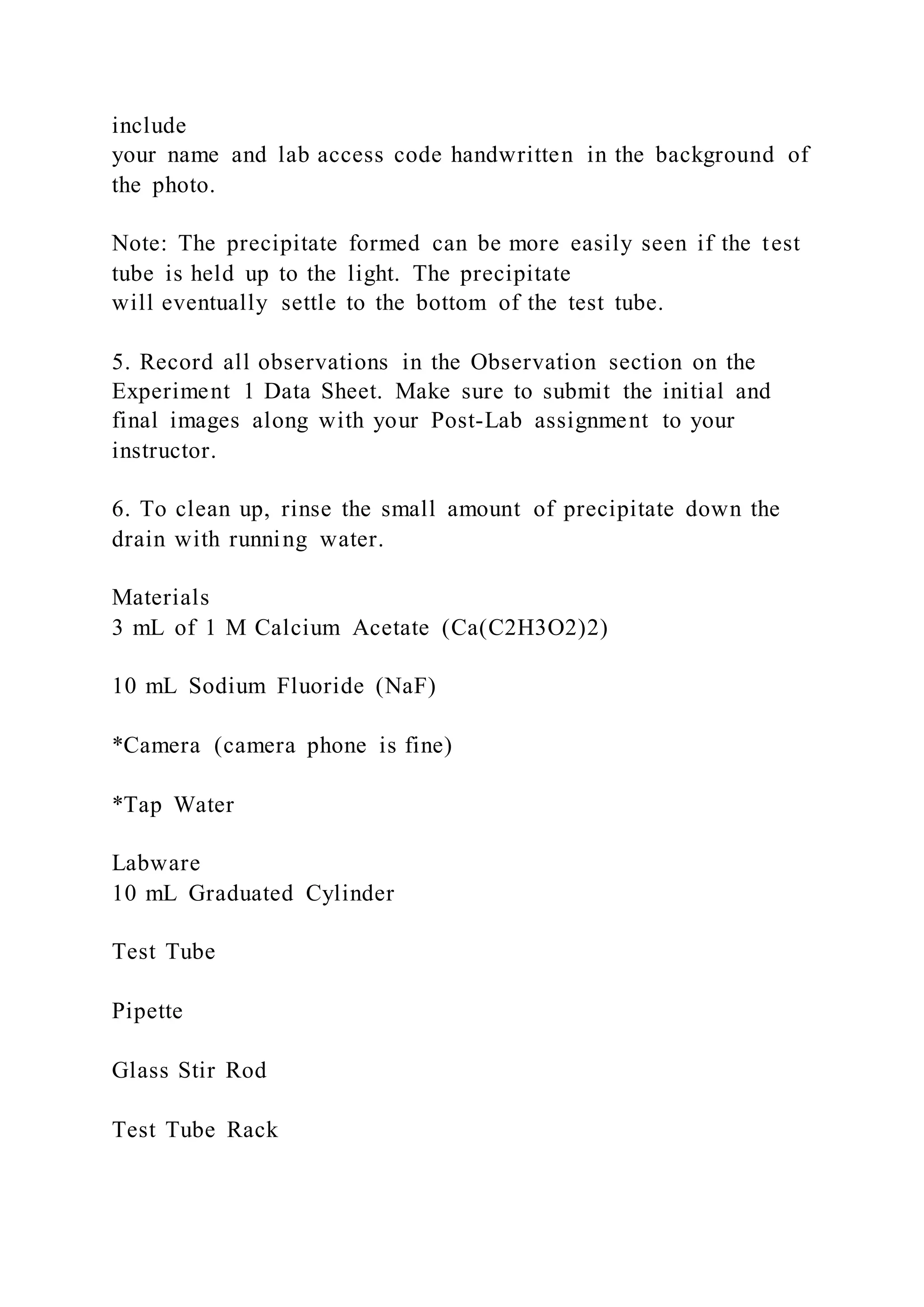 Experiment 1 performing a precipitation reactionexperiment in | DOCX