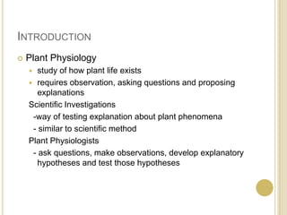 Experiment 1 scientific investigations in plants | PPTX