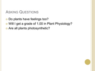 Experiment 1 scientific investigations in plants | PPTX