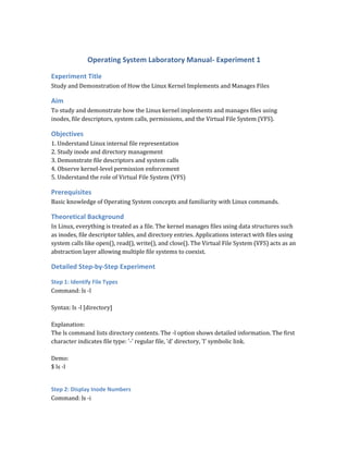 Experiment 2- Linux Kernel File Management Detailed Lab | PDF