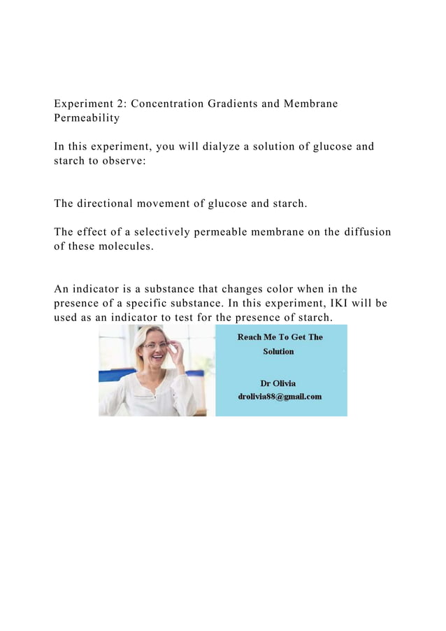 Experiment 2 Concentration Gradients and Membrane Permeability.docx ...