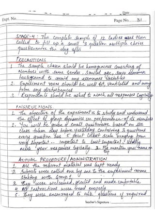 Experiment Group Dynamics MA Psy Sem3 2022-24 | PDF
