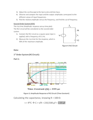 Instrumentation Lab. Experiment #2 Report: System Response ...