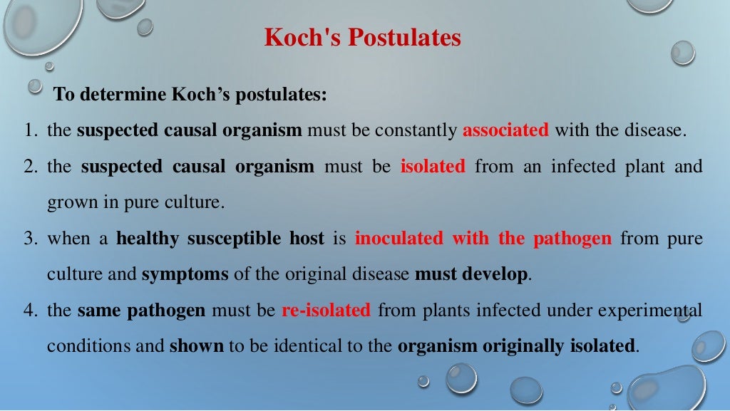 Kochs postulates related to plant pathology