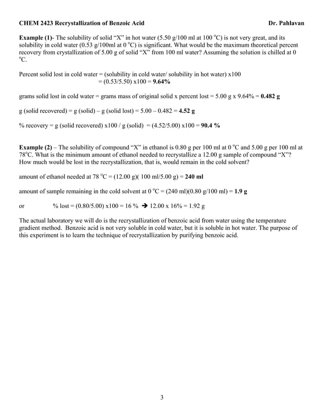 Experiment 4 purification - recrystallization of benzoic acid | PDF ...