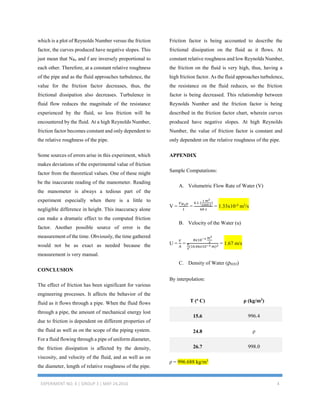 Experiment 4 friction factor | PDF