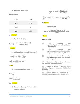 Experiment 4 friction factor | PDF