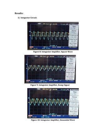 Instrumentation Lab. Experiment #4 Report: Op-Amps: Integrator, Differentiator, and Follower | DOCX