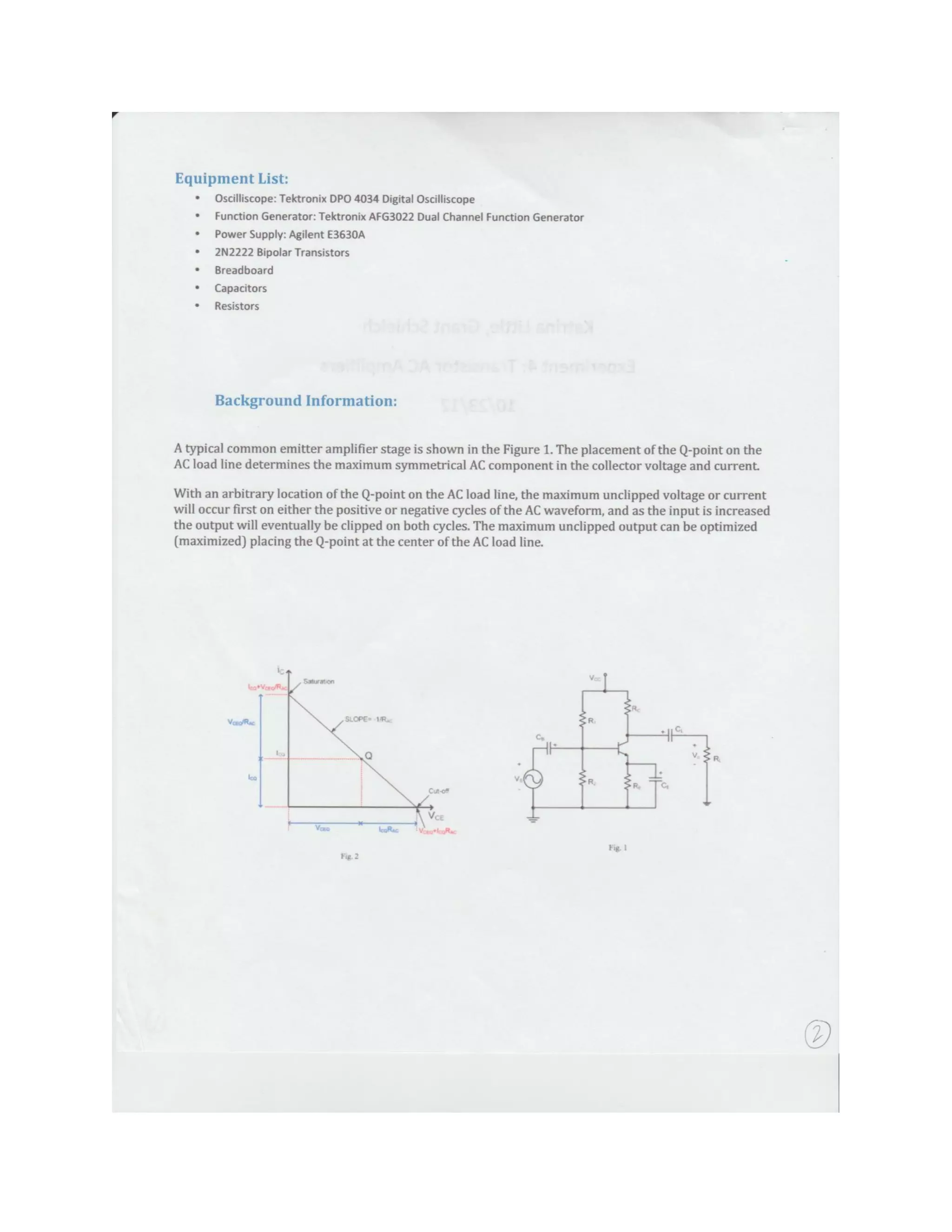 Experiment 4, Transistor AC Amplifiers | PDF