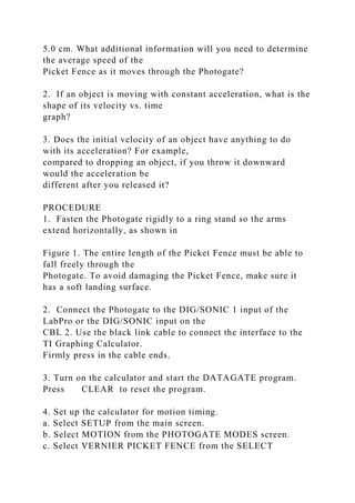 Experiment5Physics with Calculators 5 - 1Picket Fe.docx | Physics | Science