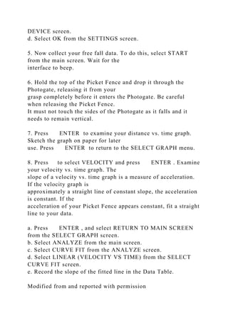Experiment5Physics with Calculators 5 - 1Picket Fe.docx | Physics | Science