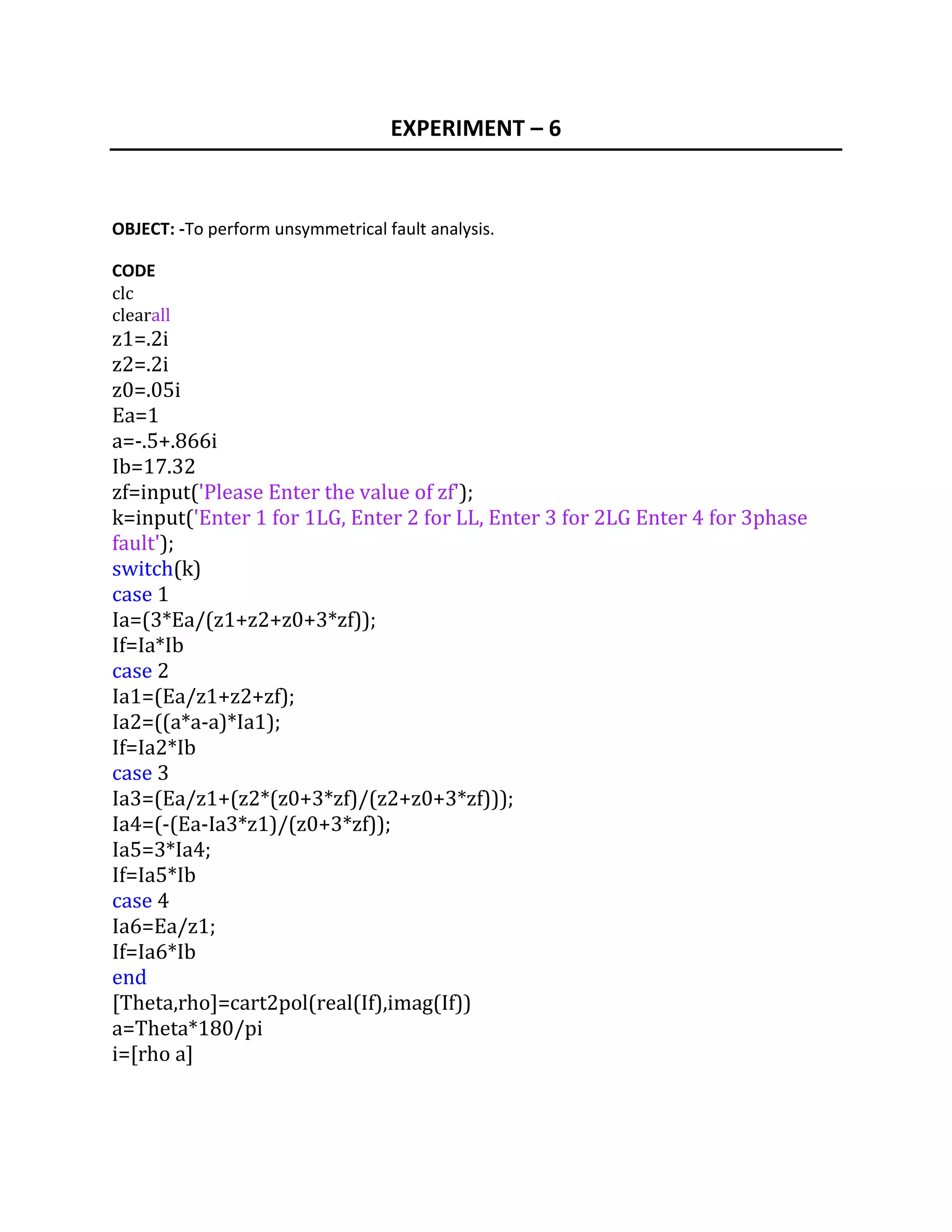 Unsymmetrical Fault | DOCX