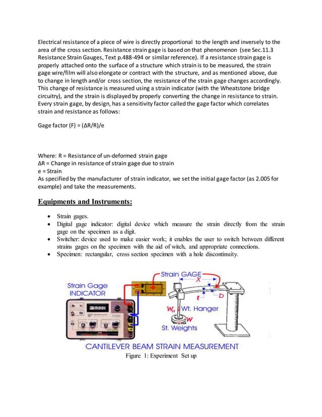 Instrumentation Lab. Experiment #6 Report: Strain Measurements 1 | DOCX