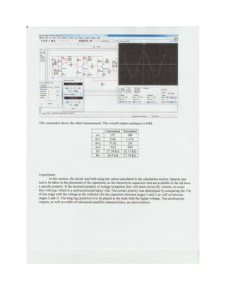 Experiment 6, 3-Stage BJT Amplifier Design Project | PDF