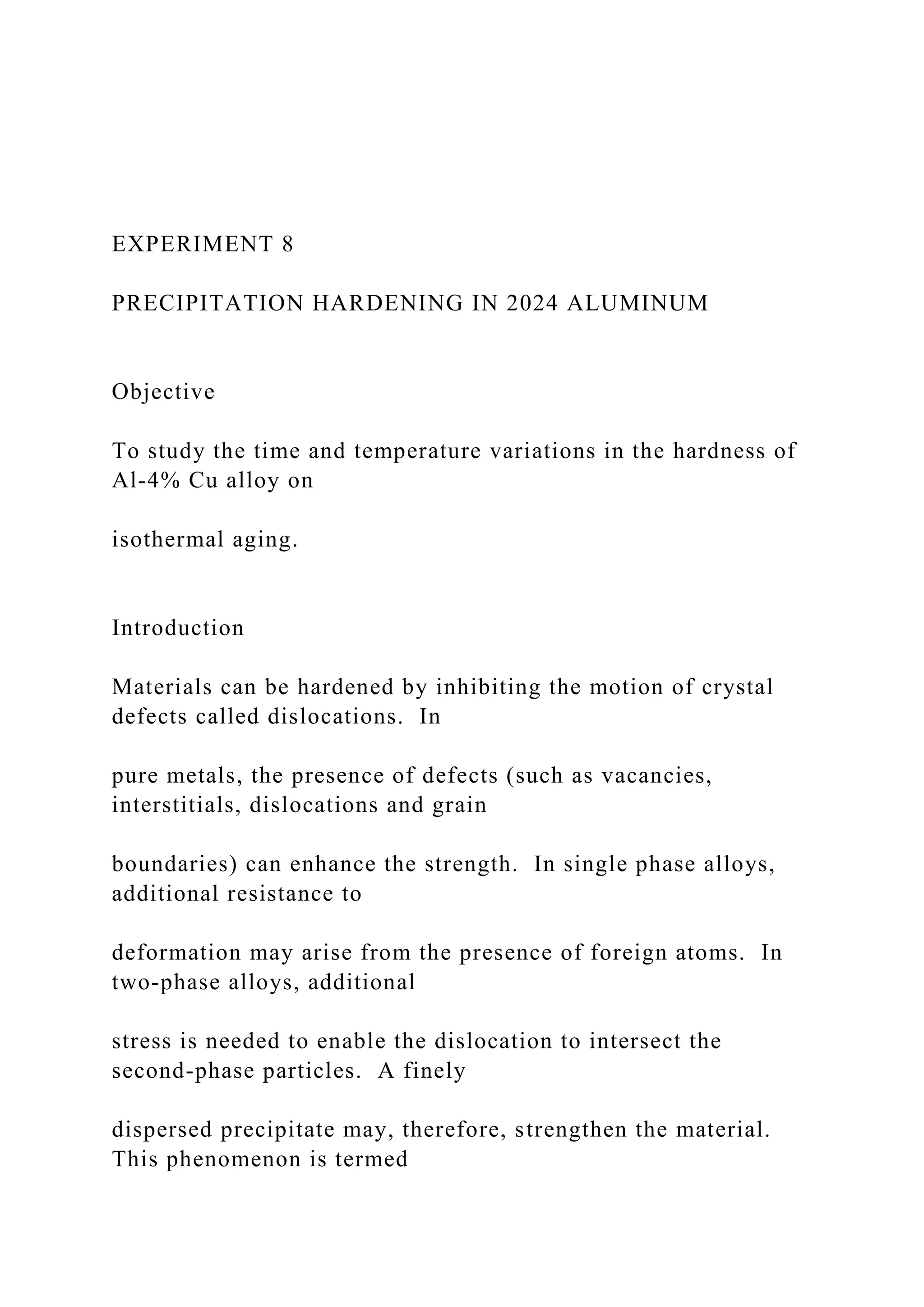EXPERIMENT 8 PRECIPITATION HARDENING IN 2024 ALUMINUM .docx